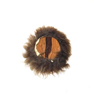 Vintage Alaska Inuit Wood Carving Goofy Face Mask Icelandic Sheep Fur ...