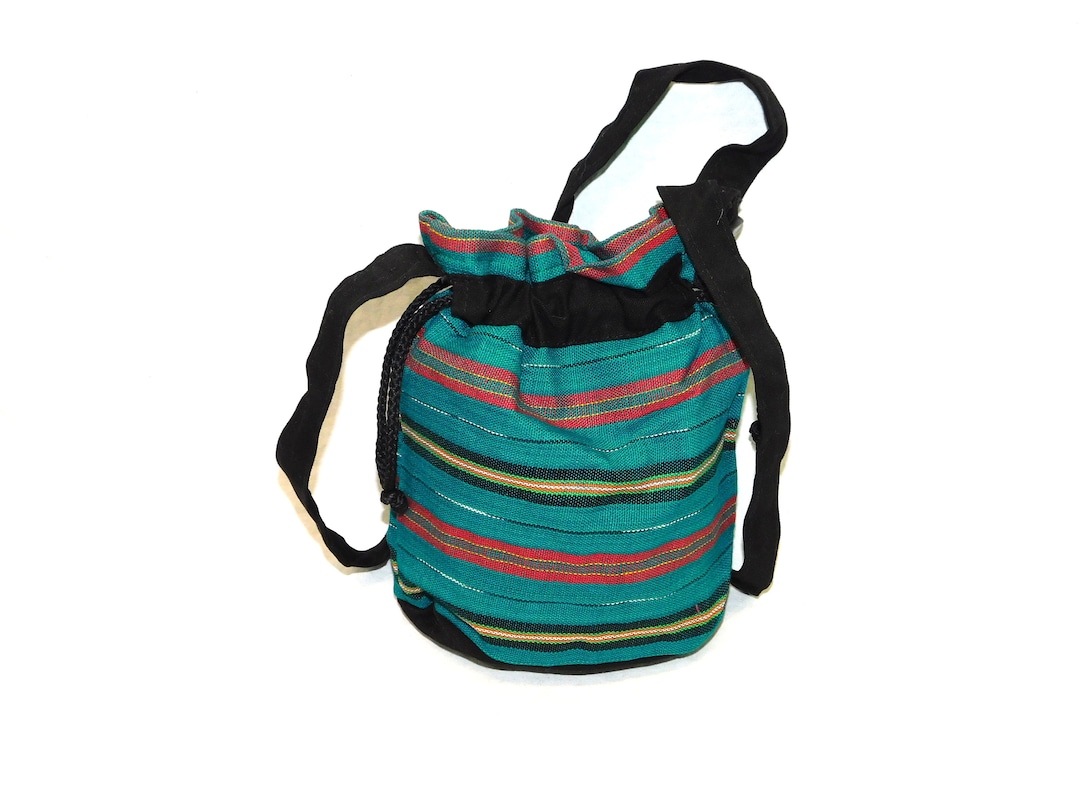 Vintage 90s Teal Blue Red Stripe Cotton Crossbody Bag Hippie Boho ...