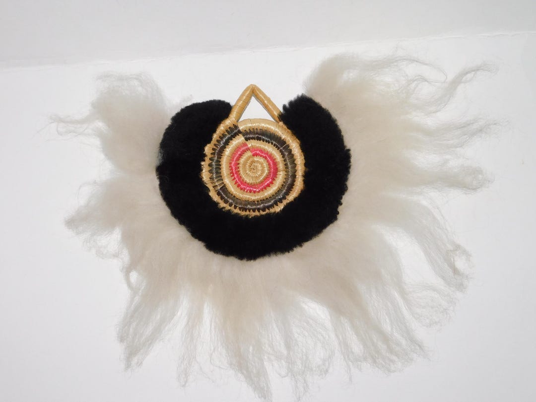 Vtg Alaska Native Eskimo Dance Fan Wall Hanging Coiled Woven Grass ...