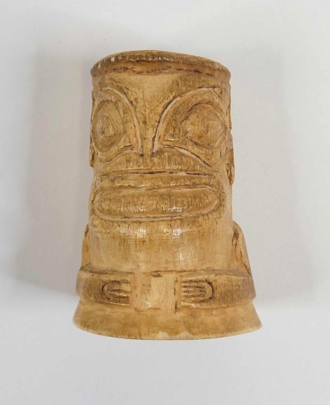 Vintage Alaska Native Carved Tiki Totem Carved Bone Figurine Shaman ...