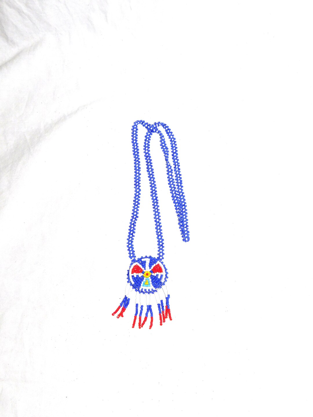 Thunderbird Beaded Native American Indian Necklace Round Purple Orange ...