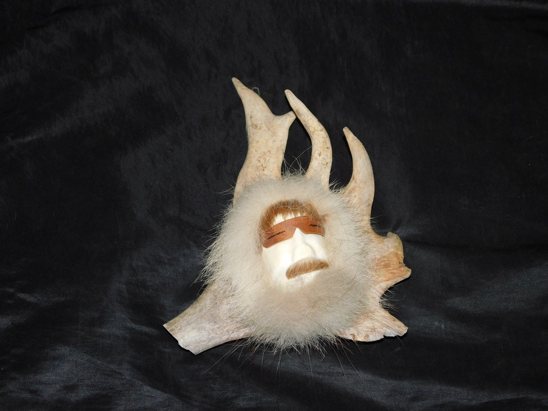 Selawik Alaska Inuit Carving Bone Native Man Wearing Snow Goggles Fur ...