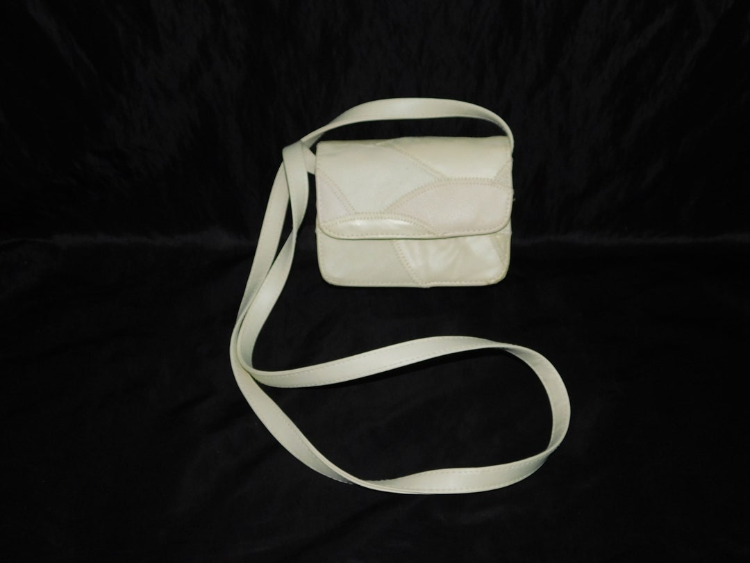 Vtg Cream White Pastel Pink Leather Mini Shoulder Bag Crossbody Purse ...