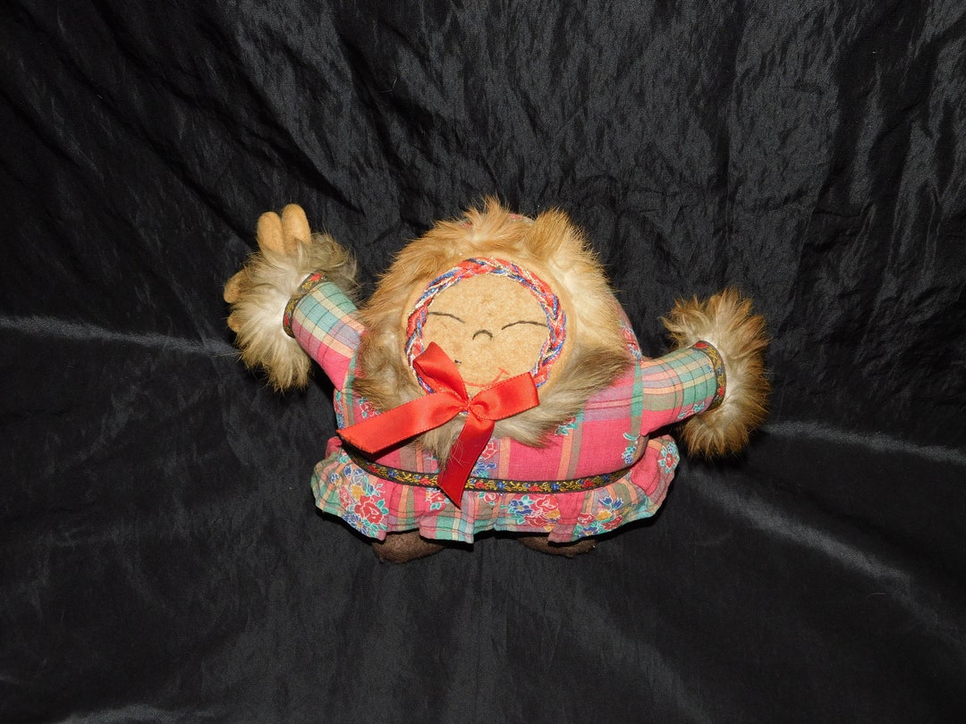 Alaska Native Eskimo Big Hug Doll Plush Stuffed Toy Red Green Plaid ...