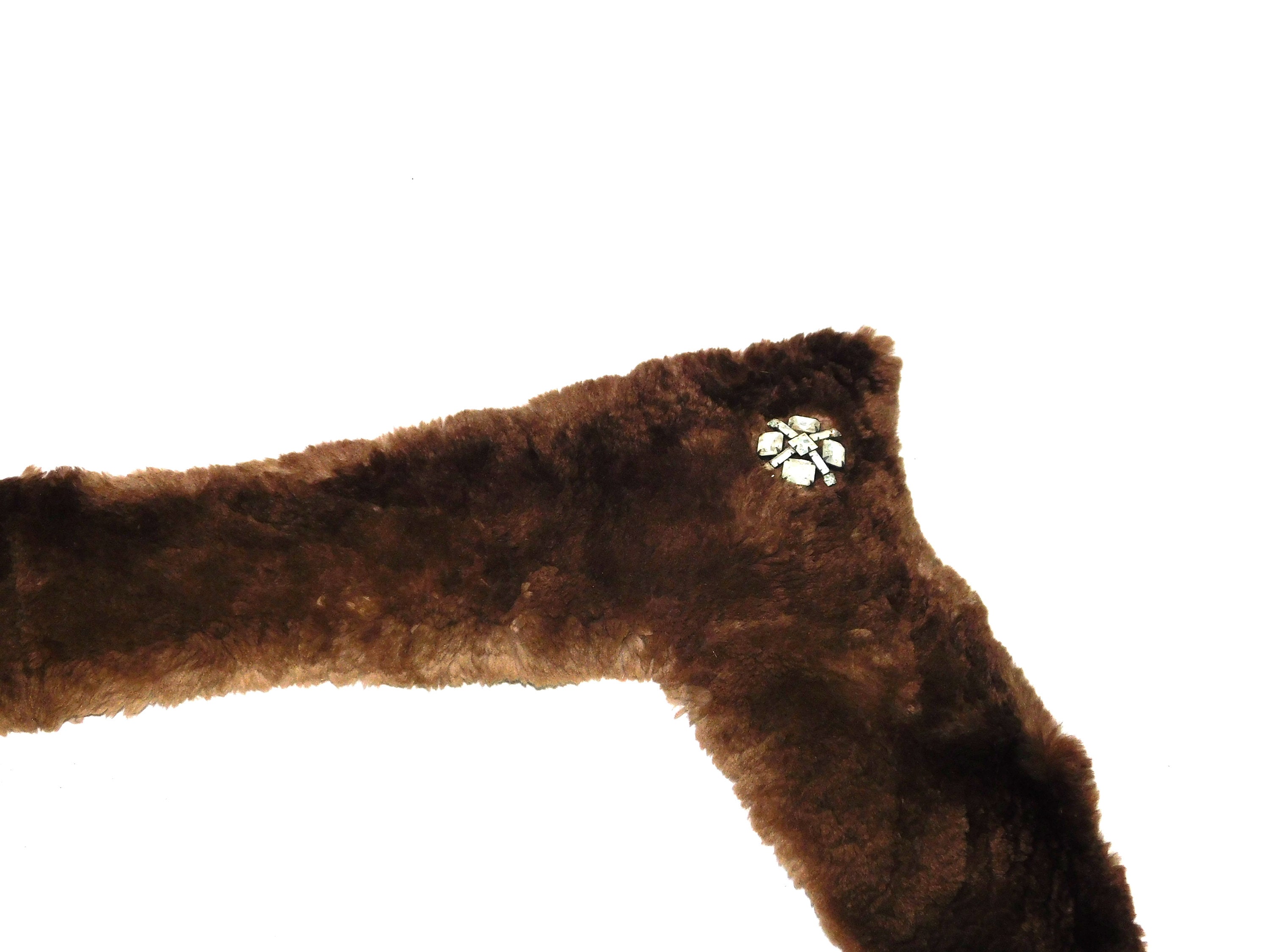 Vintage 50s Sheared Beaver Fur Scarf Collar Wrap Rhinestone | Etsy