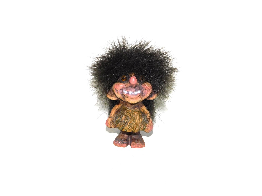 Vintage Nyform Troll Norway Figurine Handmade 4" High Big Nose Black ...