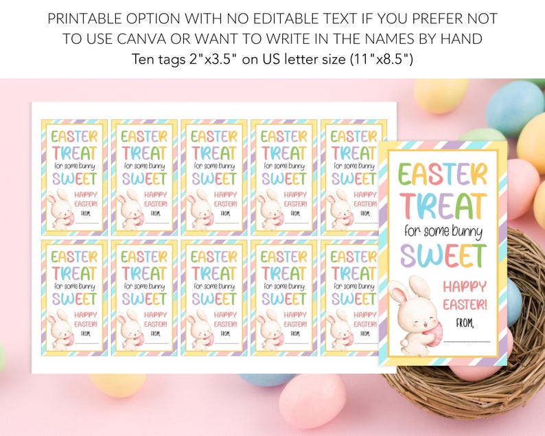 Editable Easter Treat for Some Bunny Sweet Gift Tag, Editable in Canva ...