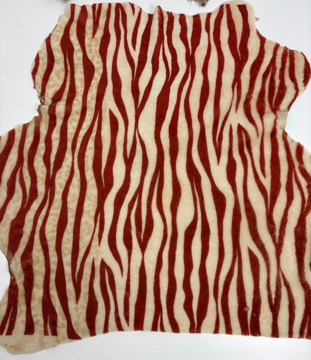 Red Zebra Pattern Sheepskin Hide | Genuine Sheep Fur | Real Sheepskin ...
