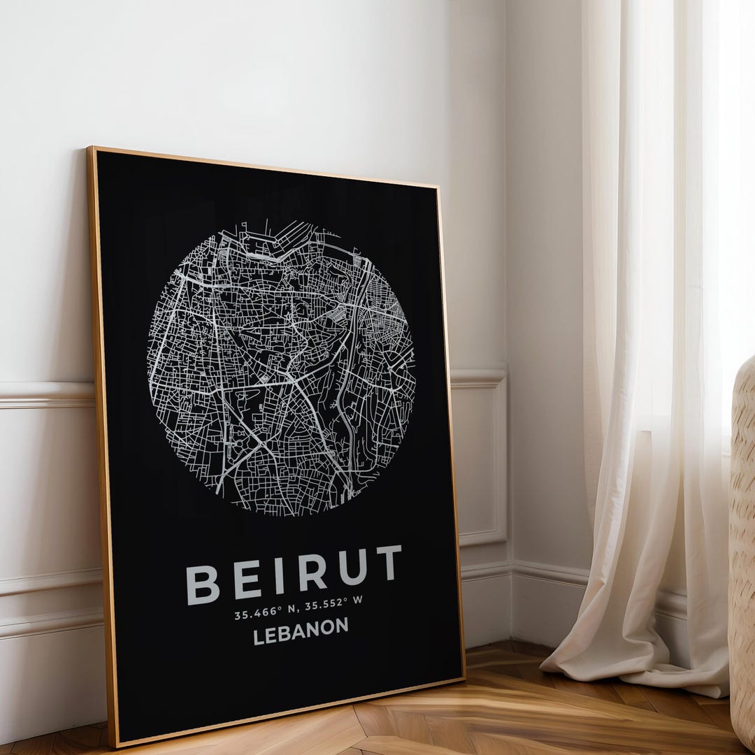 Beirut Map Print – Modern City Map Wall Art – Lebanon Digital Download ...