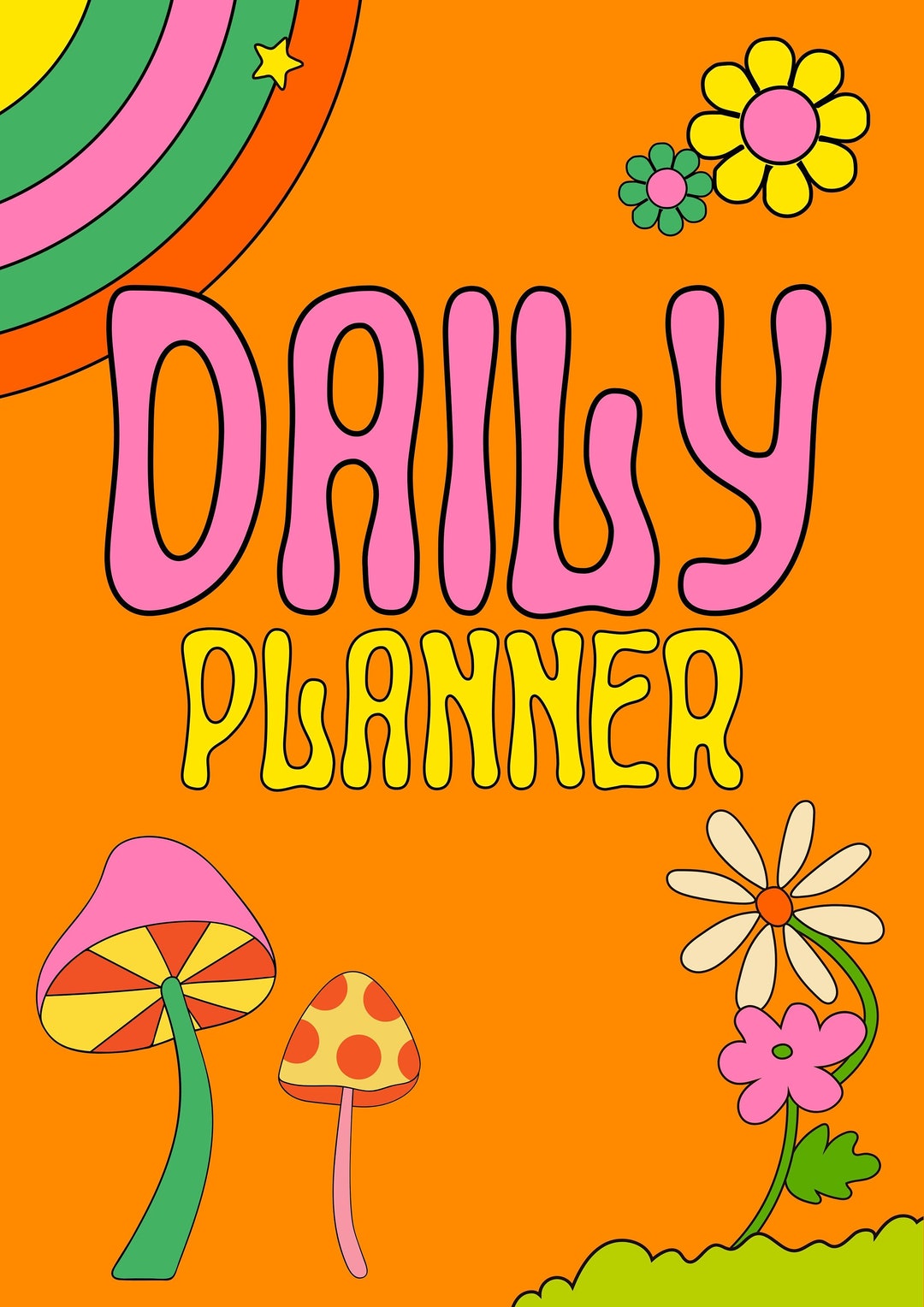 Groovy Retro Theme Printable Daily Planner - Etsy