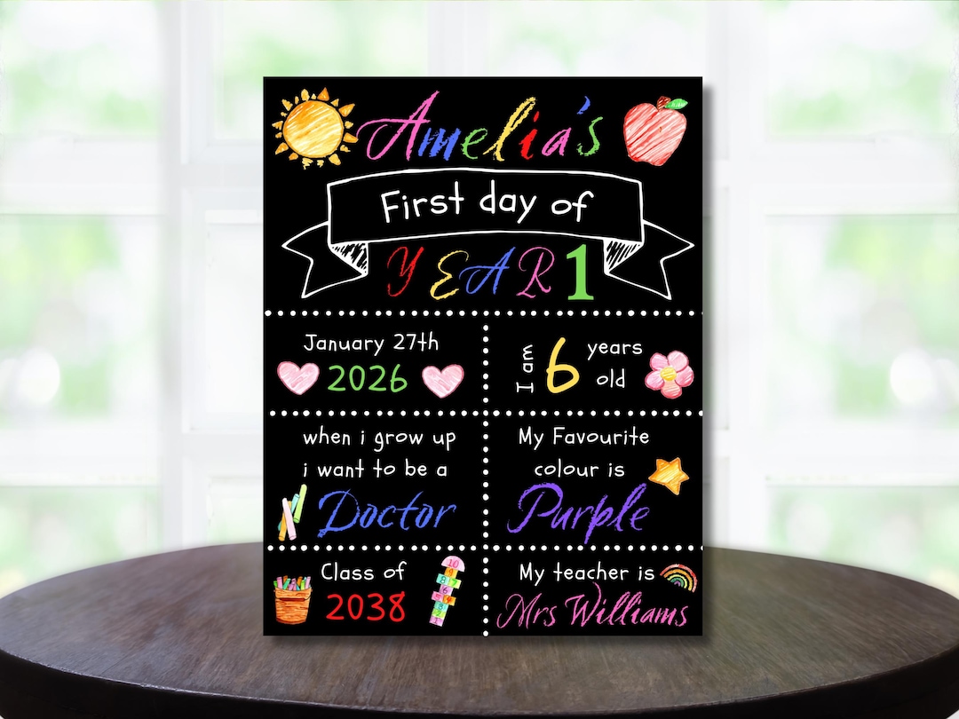 First Day of School Sign Printable | Editable Chalkboard First Day ...