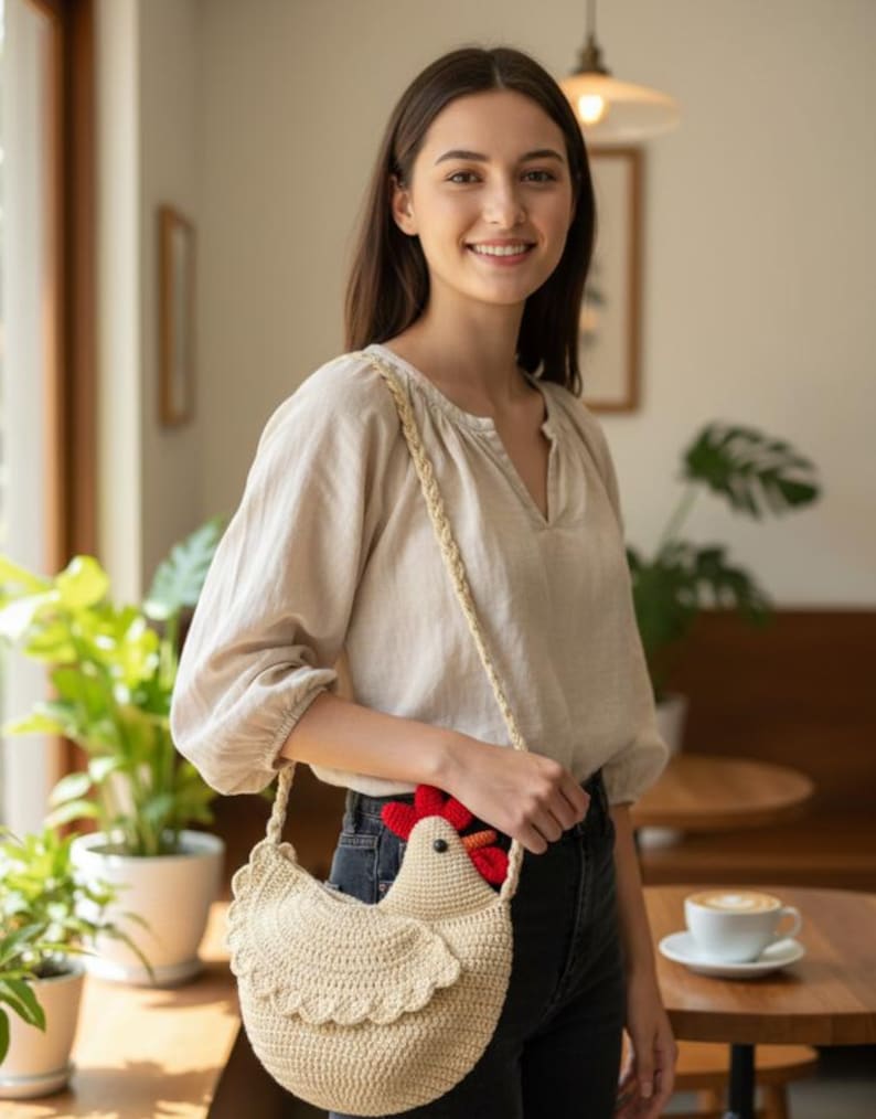 Crochet Chicken Bag Pattern PDF - Whimsical Hen Shoulder Purse Tutorial ...