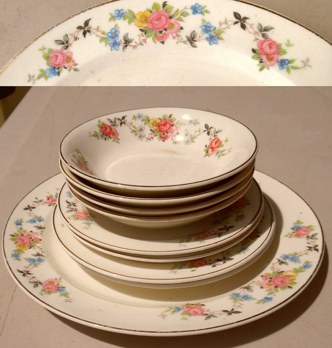 Small Lot of Vintage 1966 Cronin China Plate, Berry Bowls, Bread Plates ...