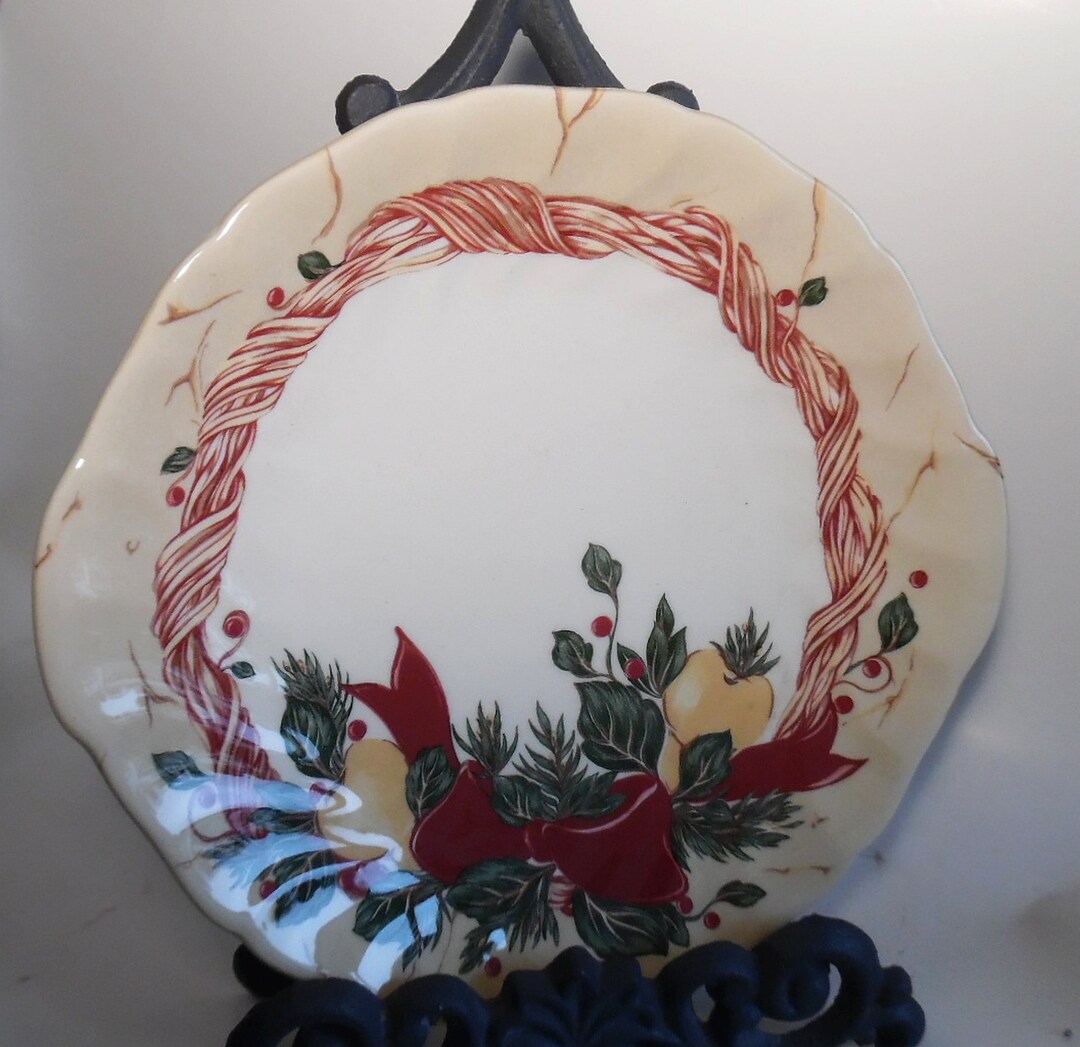 Wedgwood Wreath Christmas HOME IMPROVISATION Platter Plate Amway 1998 ...