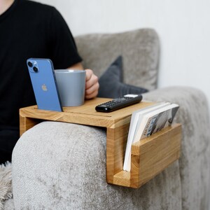 Couch Arm Rest Table With Phone Stand, Custom Living Room Furniture ...