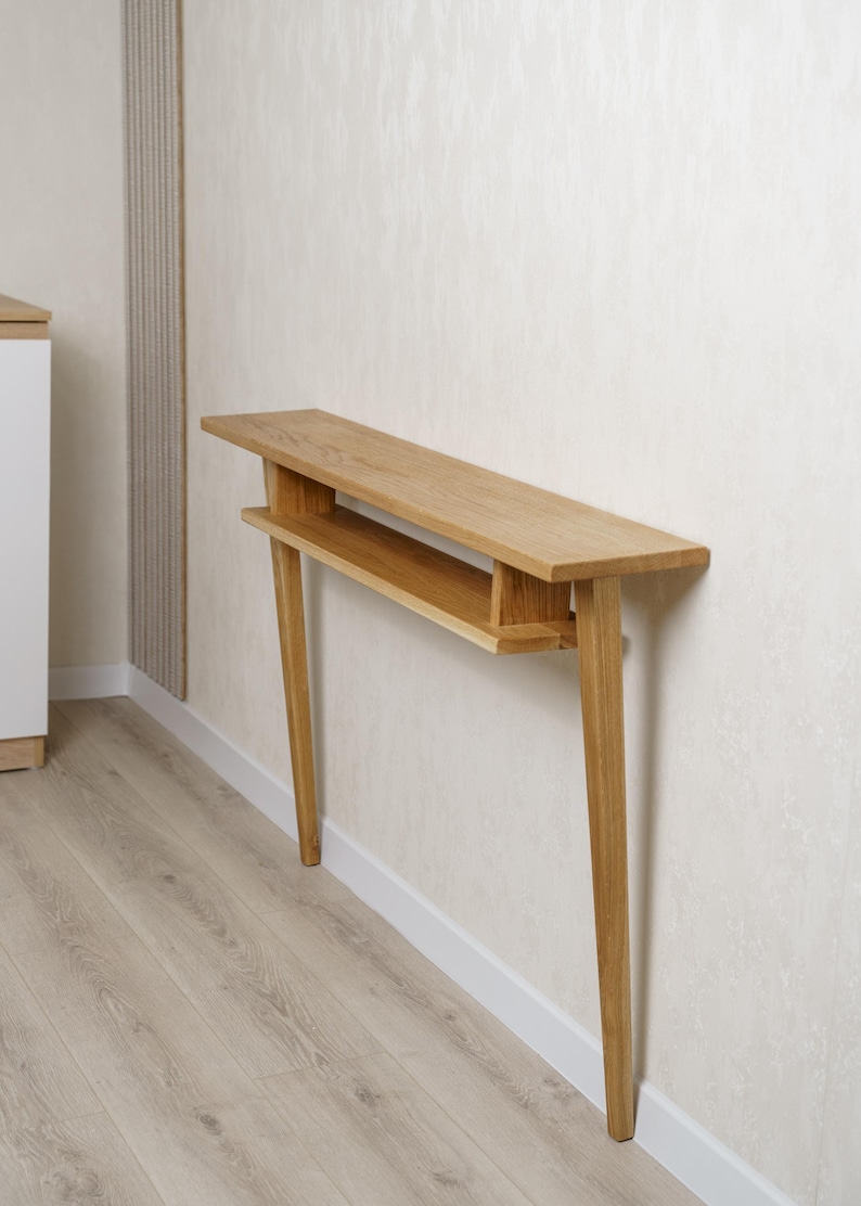 Solid Wood Console Table for Entryway, Slim Hallway Table, Japandi ...