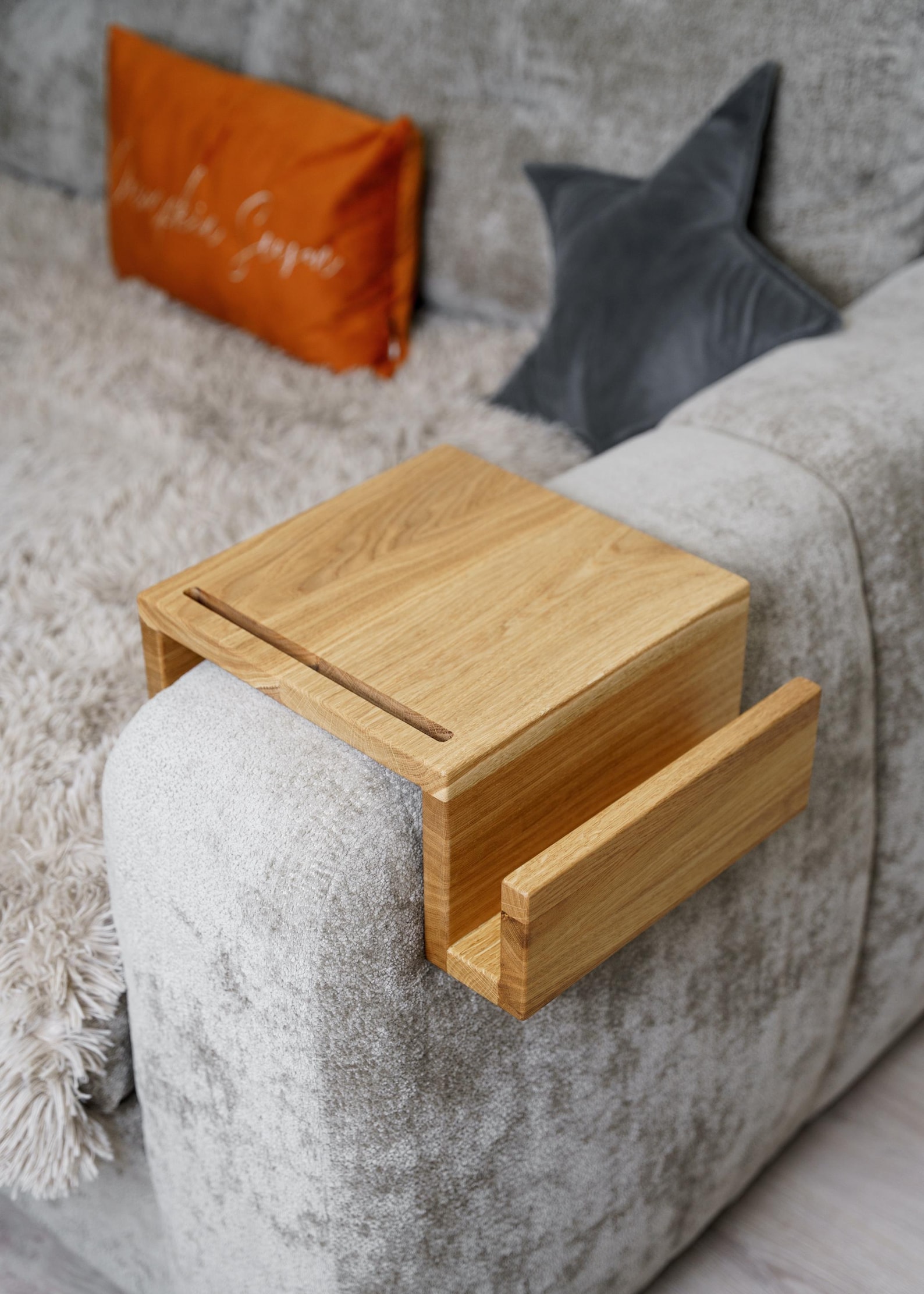 Couch Arm Rest Table With Phone Stand, Custom Living Room Furniture ...