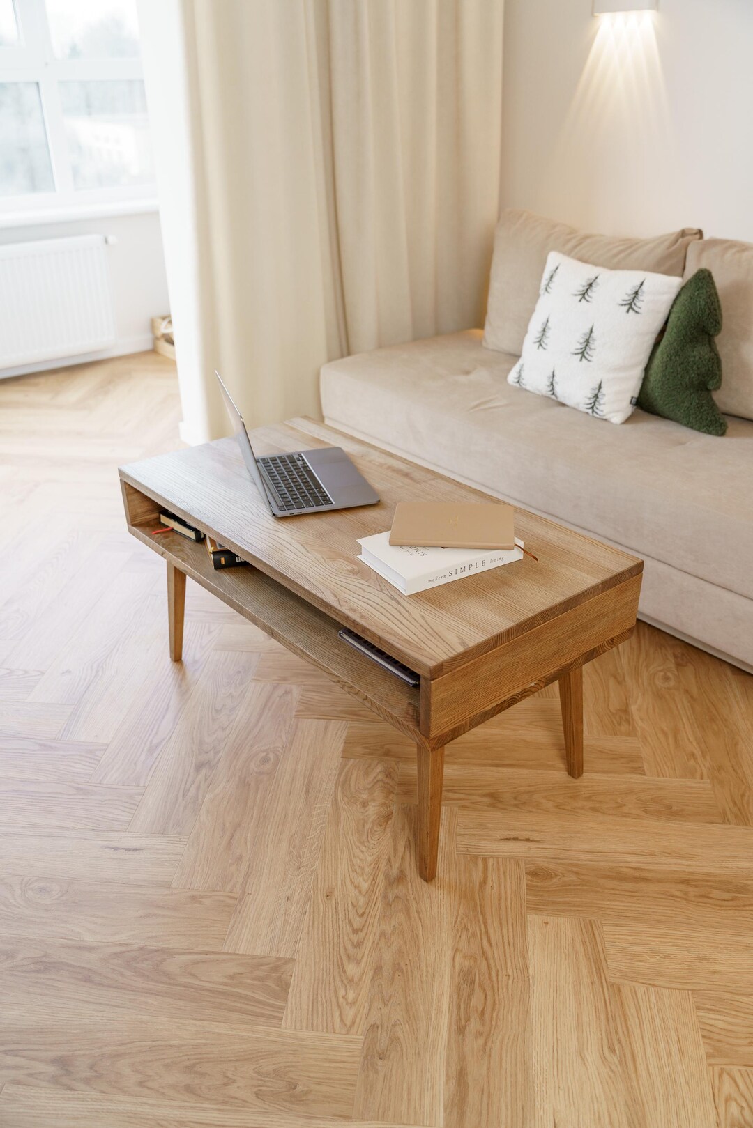 Light Oak Lift Top Table, Solid Wood Coffee Table, Housewarming Gift ...