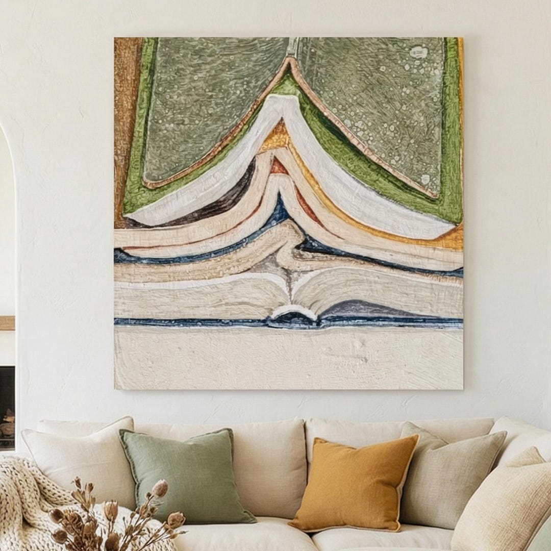 Large Original Oil Painting on Canvas, Textured Abstract Book Art ...