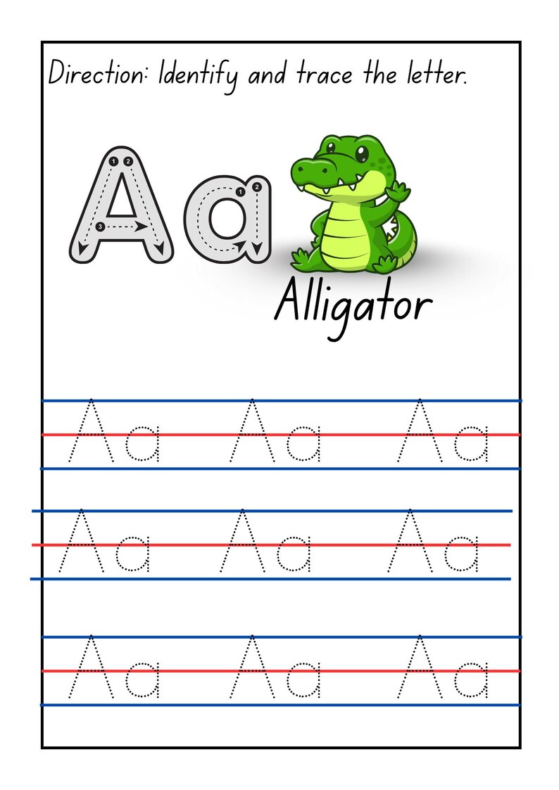 Alphabet Tracing Worksheets for Kids, Printable Letter Writing Practice ...