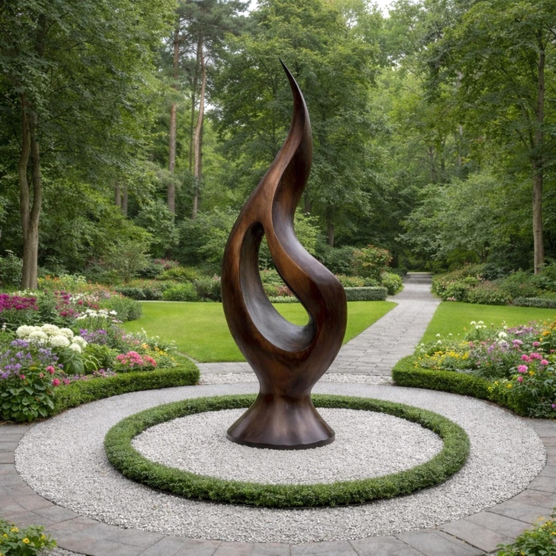 Large Abstract Solid Wood Garden Sculpture | Modern Outdoor Organic Art ...
