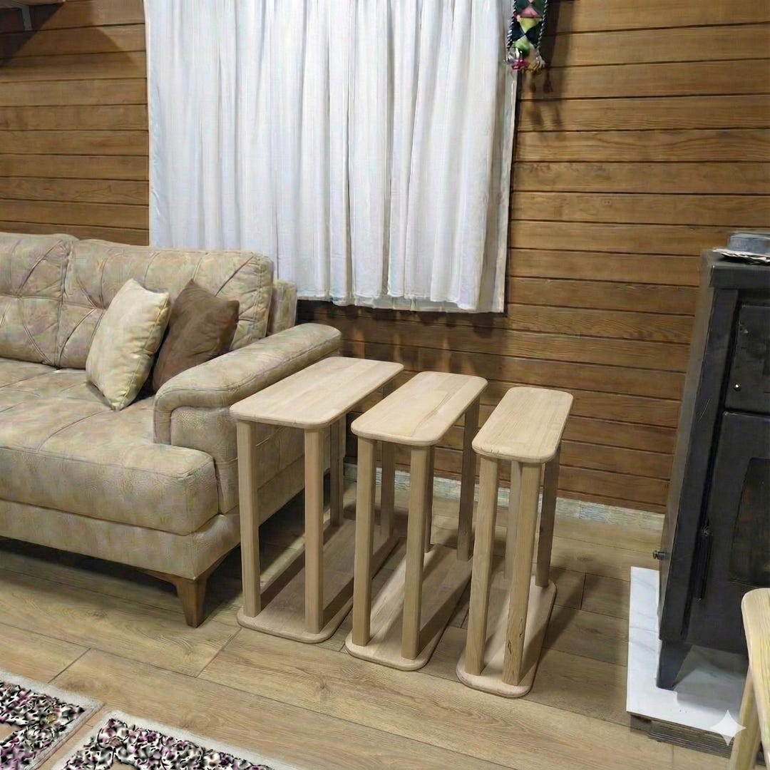 Solid Beech Narrow Side Table, Slim Couch Stand - Etsy