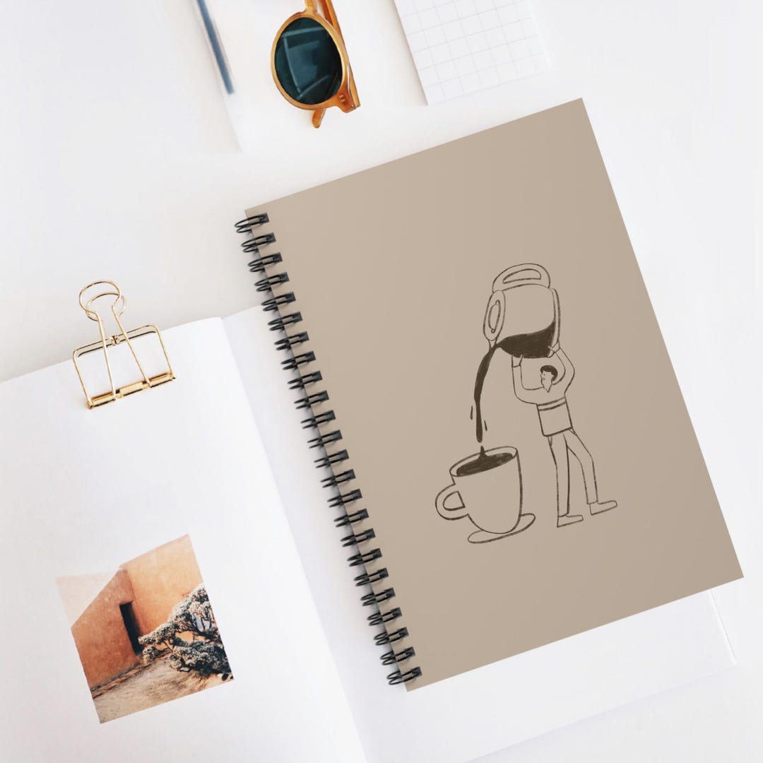 Dusty Rose Spiral Notebook | Coffee Illustration Journal | Barista ...