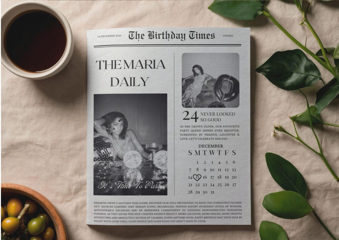 Custom Birthday Newspaper Poster | Personalised Birthday Gift ...
