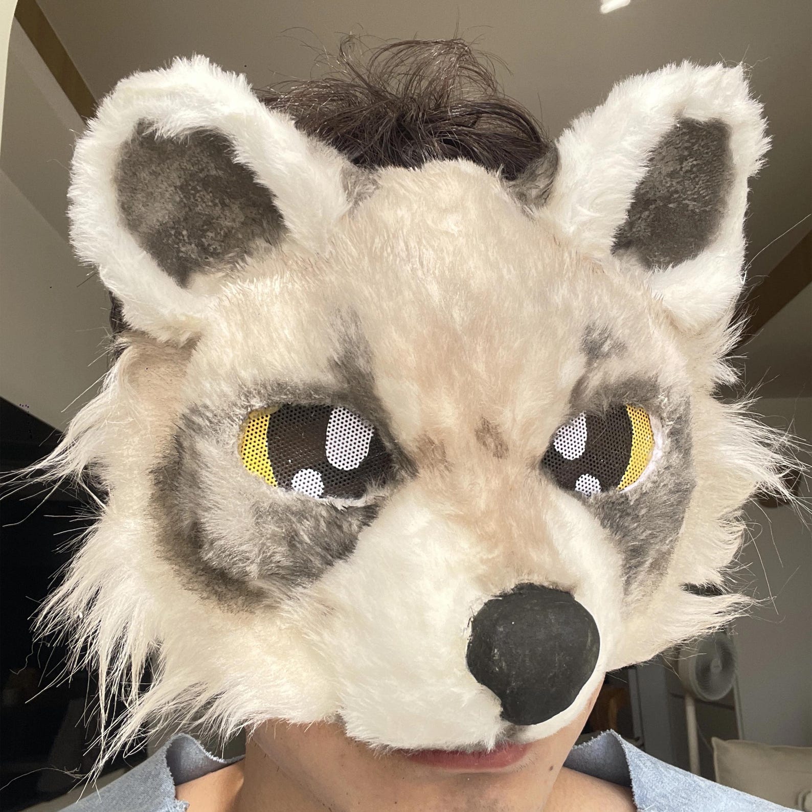 Arctic Wolf Therian Mask, OOAK Handmade White Wolf Mask, Cosplay ...