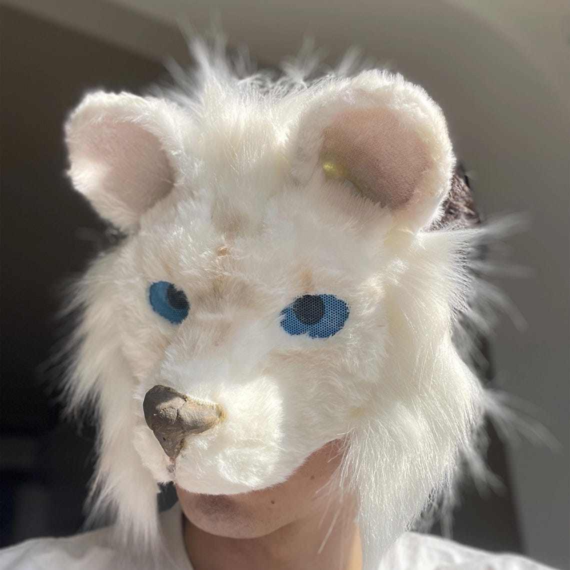 Arctic Wolf Therian Mask, OOAK Handmade White Wolf Mask, Cosplay ...