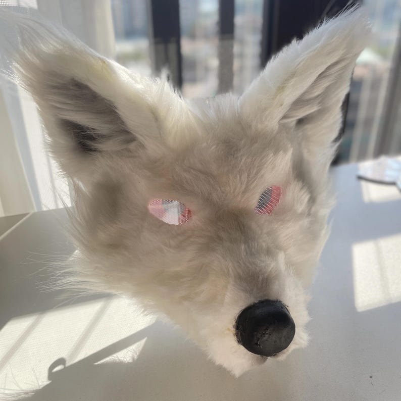 Arctic Wolf Therian Mask, OOAK Handmade White Wolf Mask, Cosplay ...