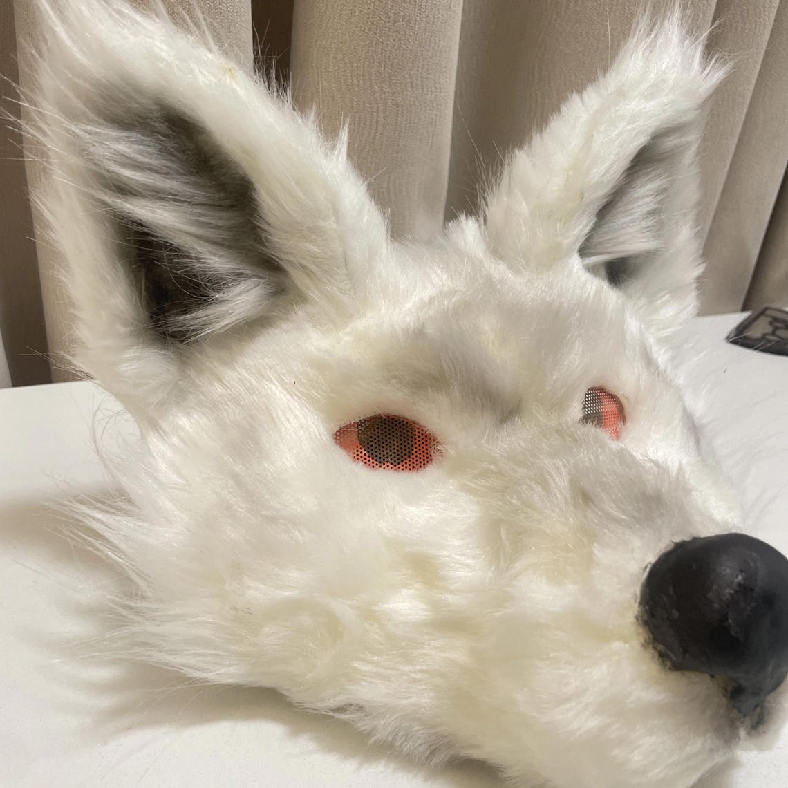 Arctic Wolf Therian Mask, OOAK Handmade White Wolf Mask, Cosplay ...