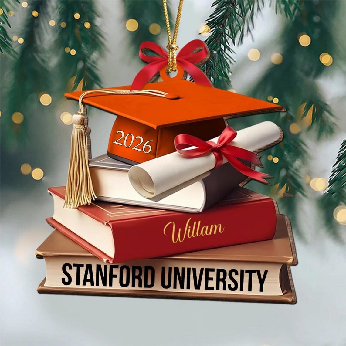Personalized Graduation Christmas Ornament, Graduation Cap With Books ...