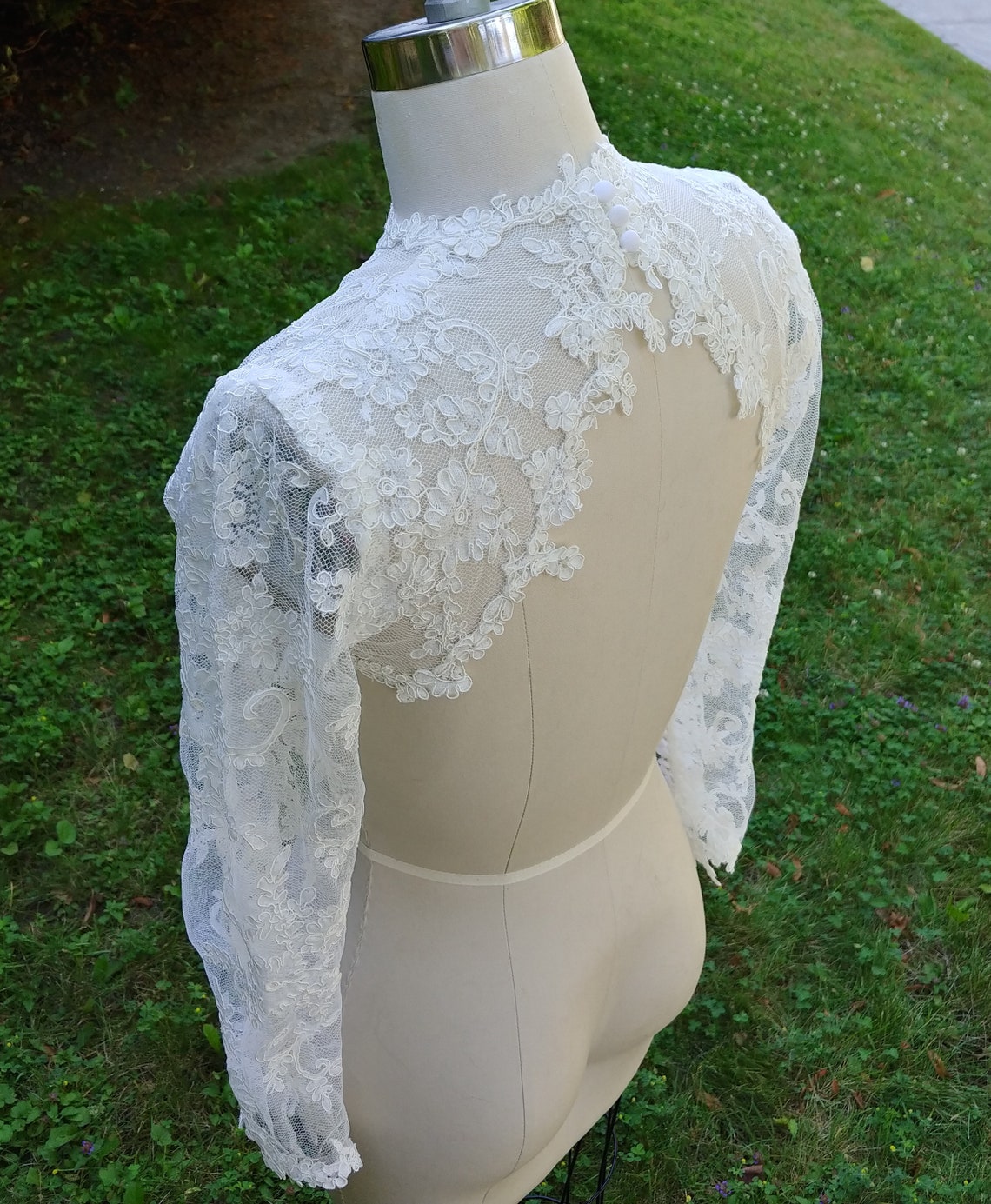 Lace Bolero, Handmade With Raw Flower Edge, Full Length Sleeves With ...