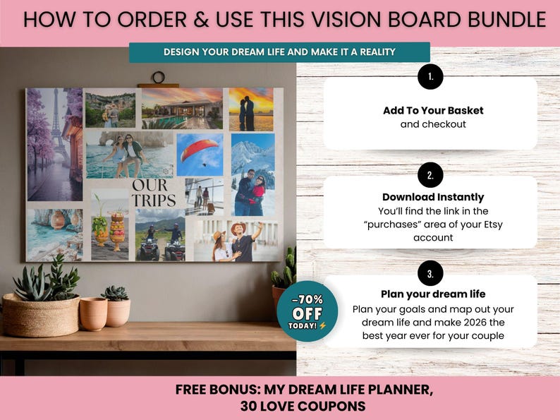 Couples Vision Board Kit Printable, 50 Valentine Date Night Ideas for ...