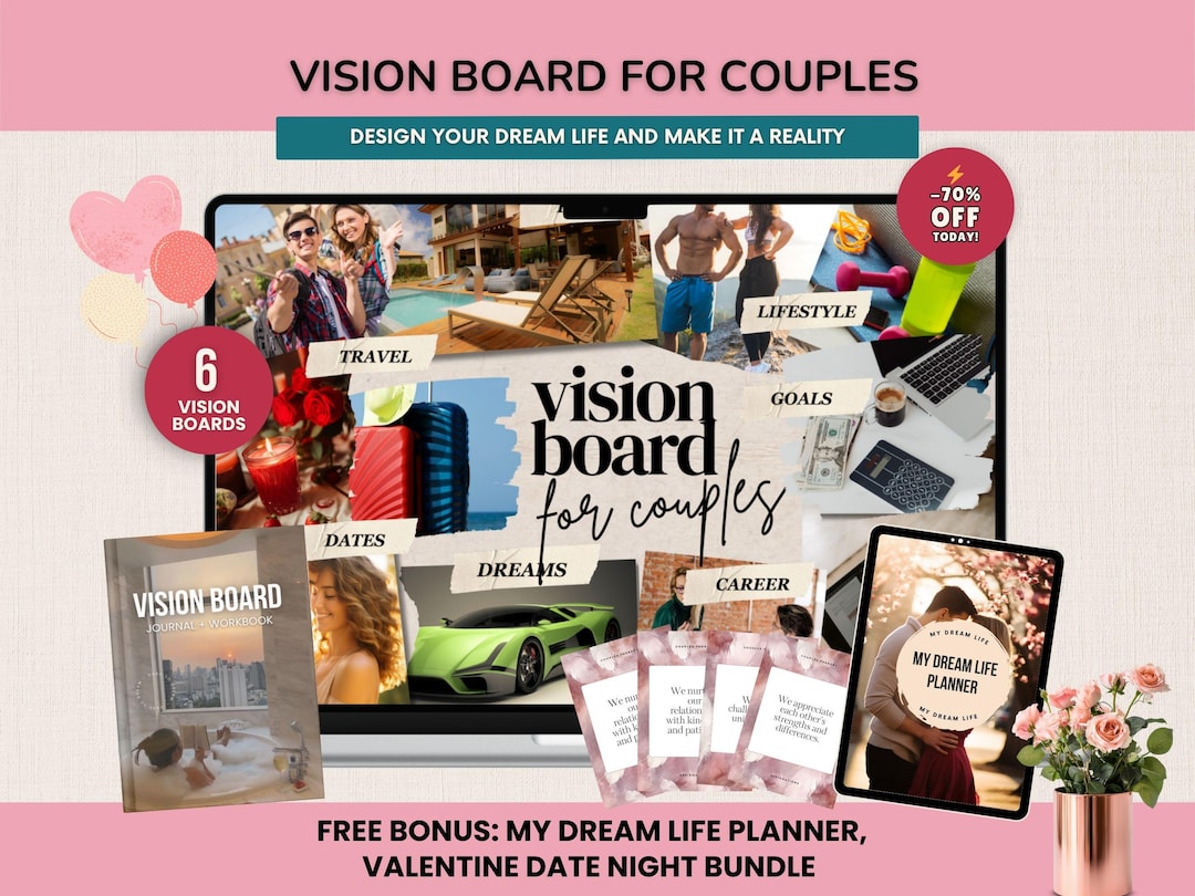 Couples Vision Board Kit Printable, 50 Valentine Date Night Ideas for ...