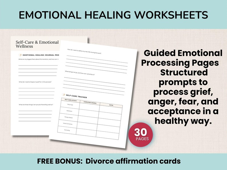 Divorce Planner Printable Bundle, Divorce Therapy Worksheets, Recovery ...