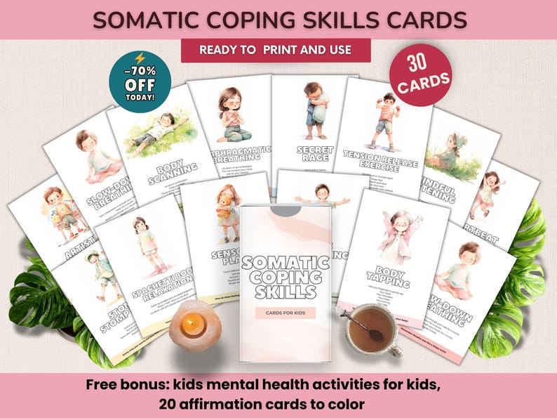 Somatic Coping Skills Cards, Printable Mental Health Tools Kids ...