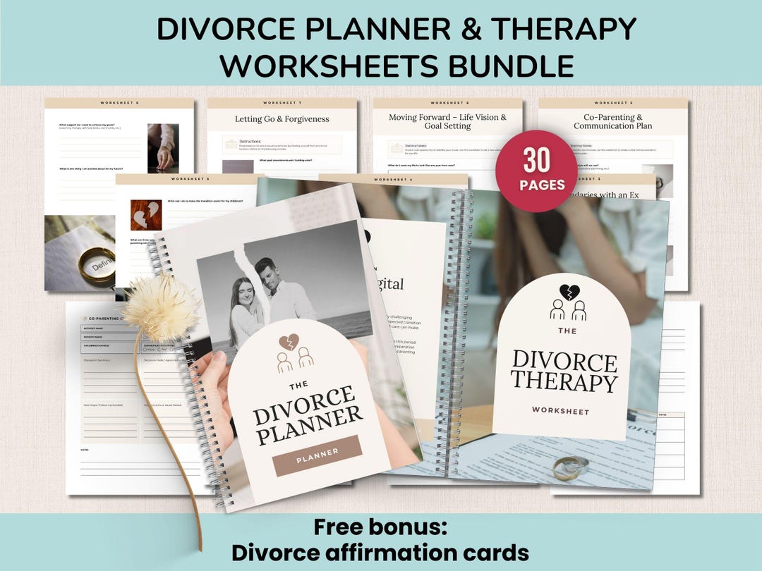 Divorce Planner Printable Bundle, Divorce Therapy Worksheets, Recovery ...