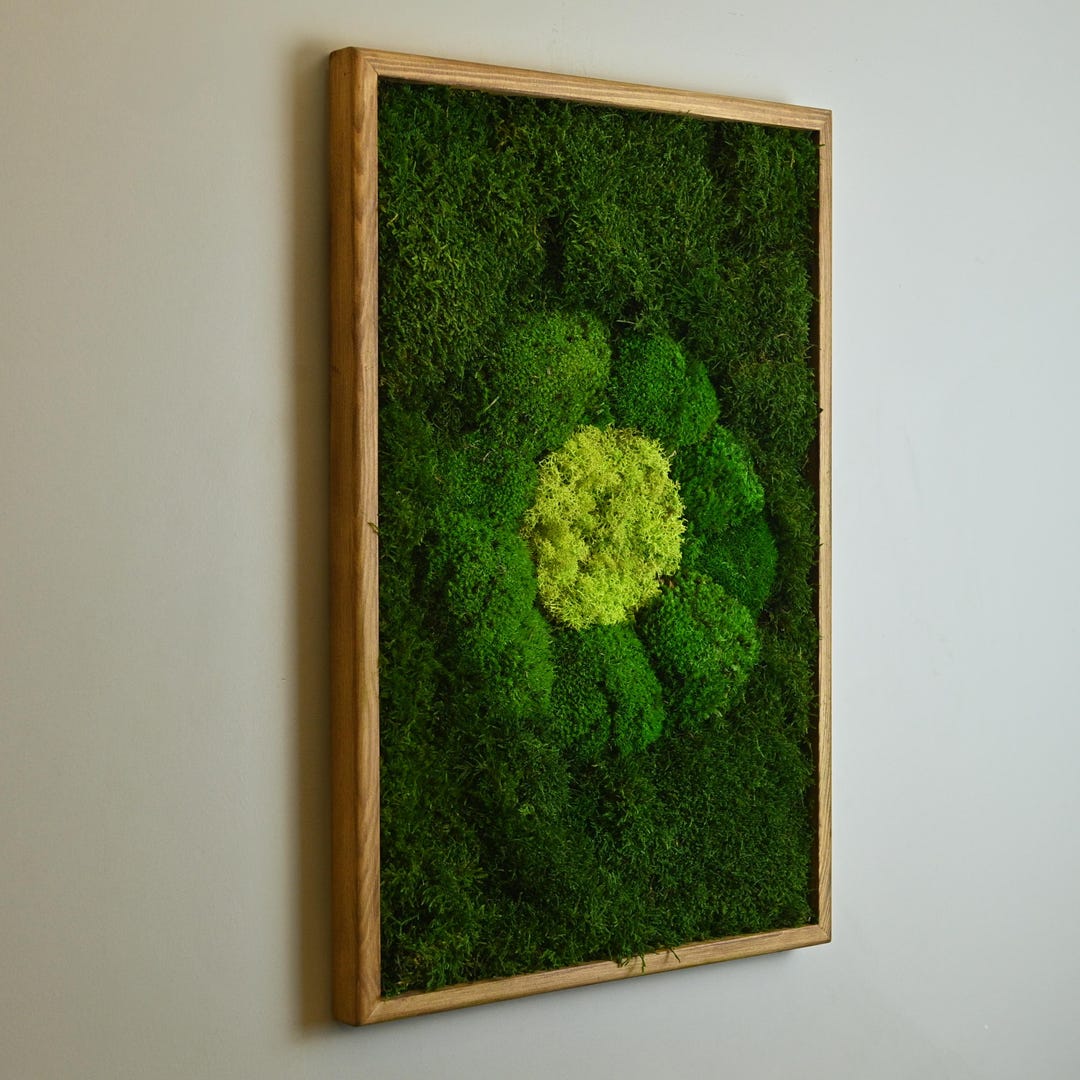 Flower Moss Wall Art With Preserved Greenery, Floral Pattern Moss ...
