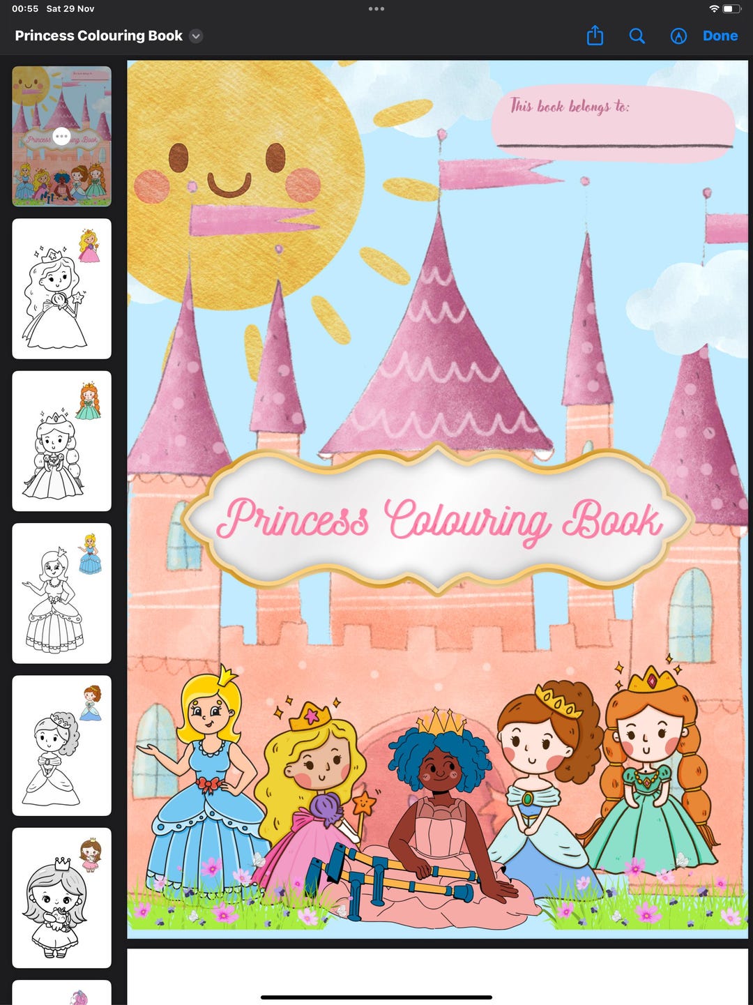 Princess Colouring Book L Digital | Printable - Etsy