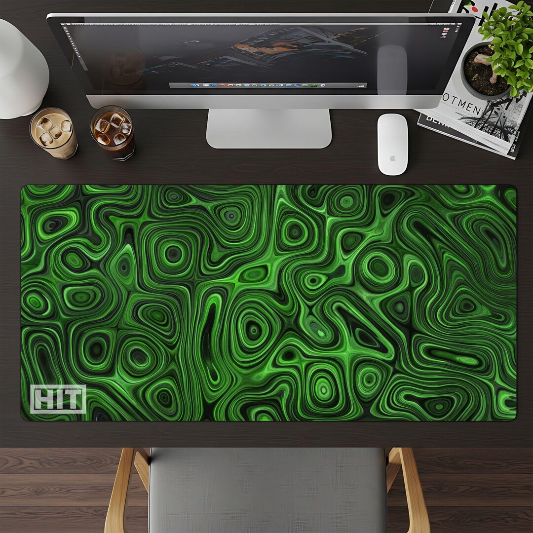 Green Liquid Desk Pad, Custom Mouse Pads, Gamers Mouse Pad Decor ...