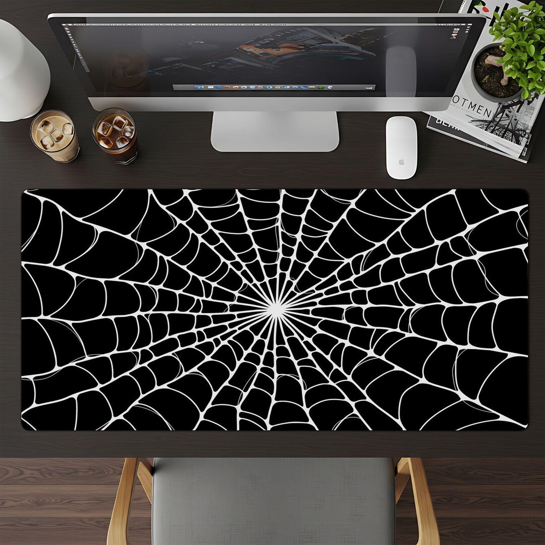 Night Web Desk Pad - Spider Web Design, Large Mouse Mat, 4mm Thick ...