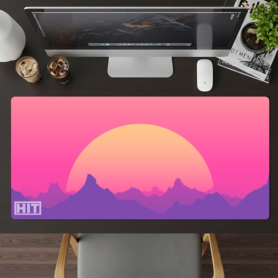 Retro Sunset Theme Desk Pad, Custom Mouse Pads, Gamers Mouse Pad Decor ...