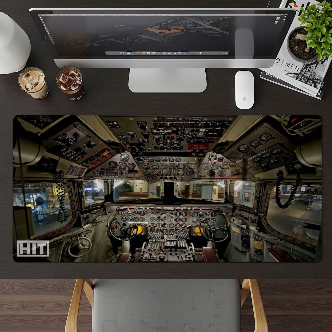 Vintage Cockpit Desk Pad, Airplane Deskmat, Custom Mouse Pads, Gamers ...