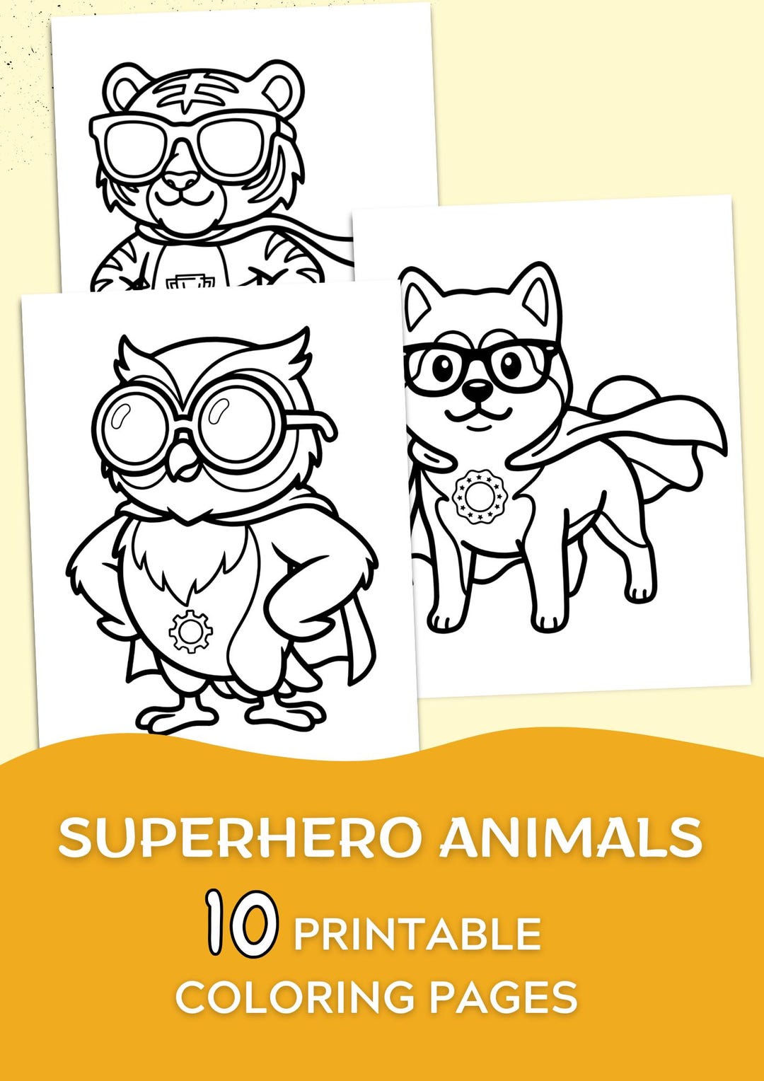Superhero Animal Coloring Pages for Kids – 10 Printable PDF, Preschool ...