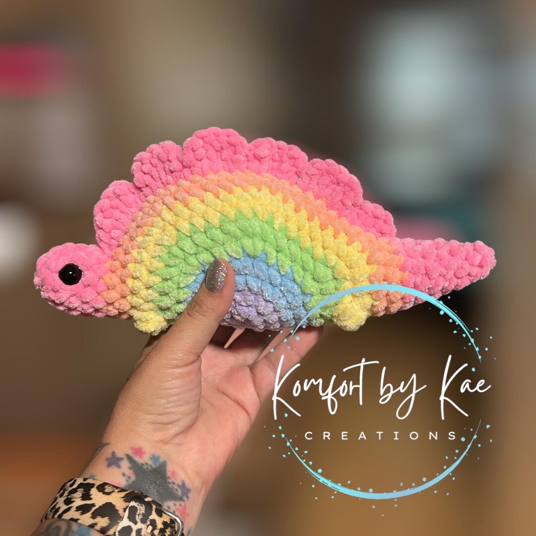 Rainbow Steggy Plushie, Crochet Toy, Plush Amigurumi, Gift, Stuffed ...