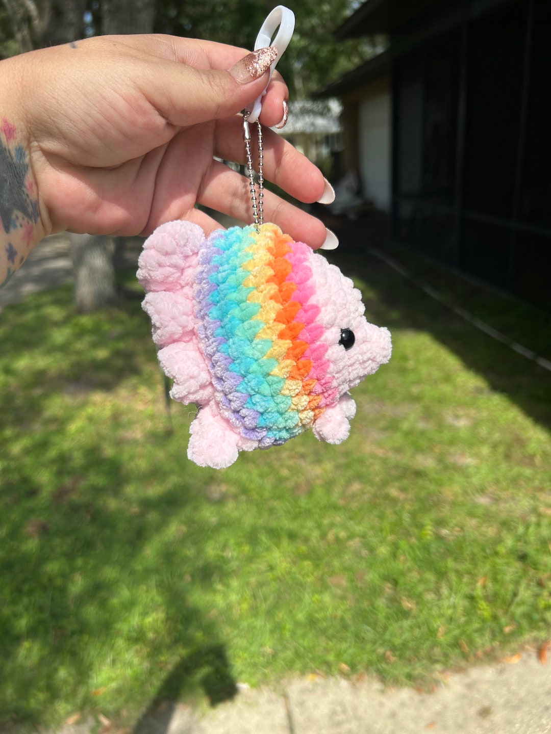 Rainbow Fish Keychain, Crochet Plush Amigurumi, Stuffie, Plushie ...