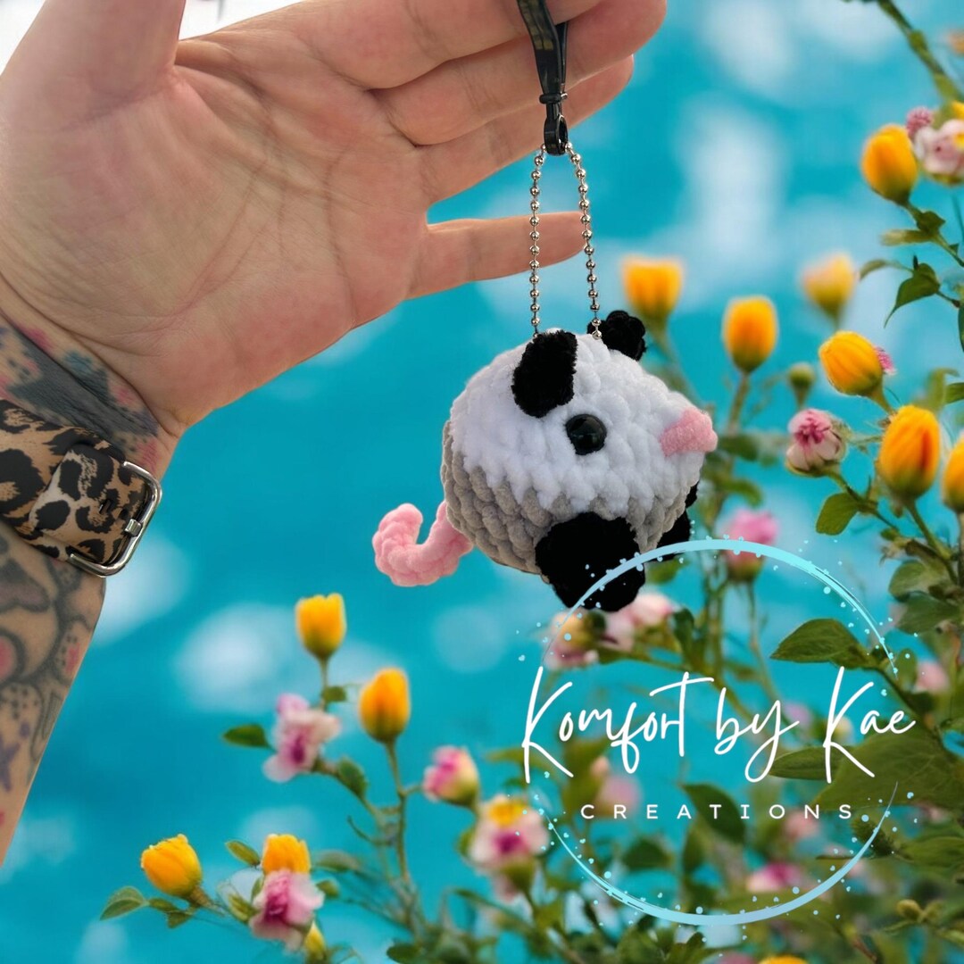 Opossum Keychain, Crochet Plush, Amigurumi, Stuffie, Plushie, Gift ...