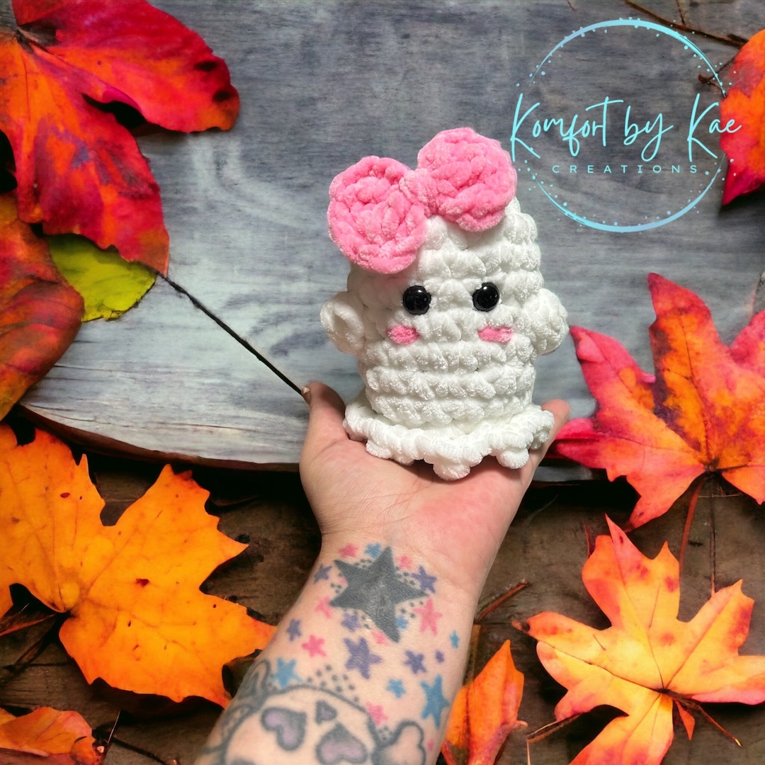 Girlie Ghost Crochet Plush, Amigurumi, Stuffie, Plushie, Gift ...